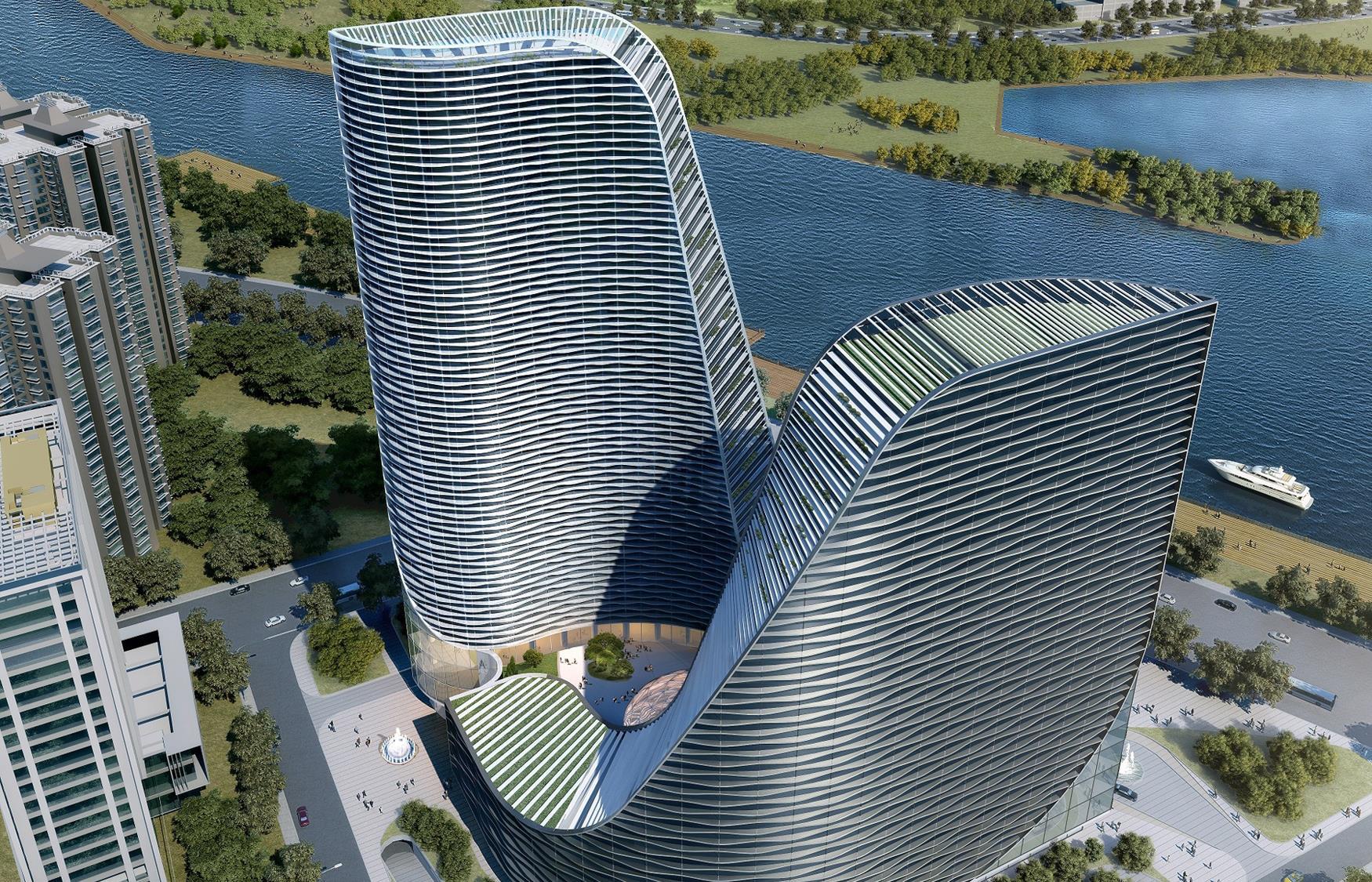 Atkins unveils designs for wing-shaped China hotel | News | Building